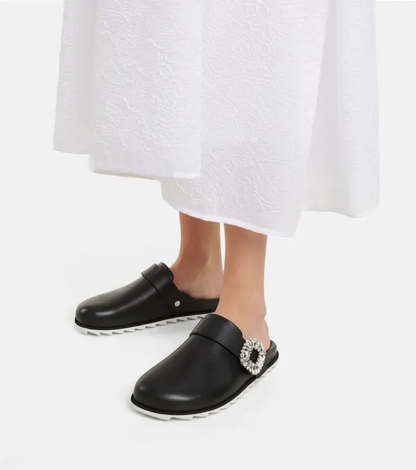 ROGER VIVIER Slidy Viv' Leather Mules