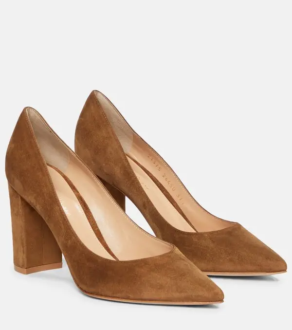 GIANVITO ROSSI Piper 85 Suede Pumps - Brown