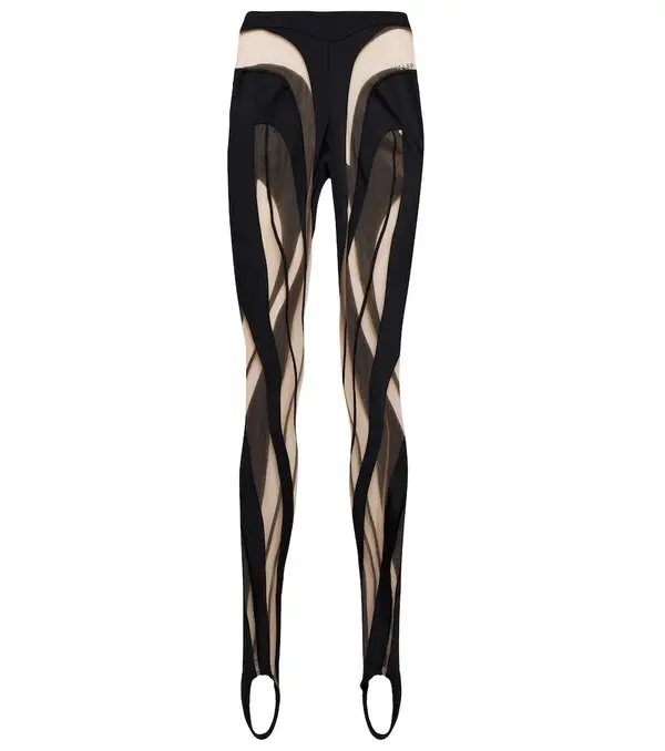 MUGLER Paneled Mesh And Jersey Leggings