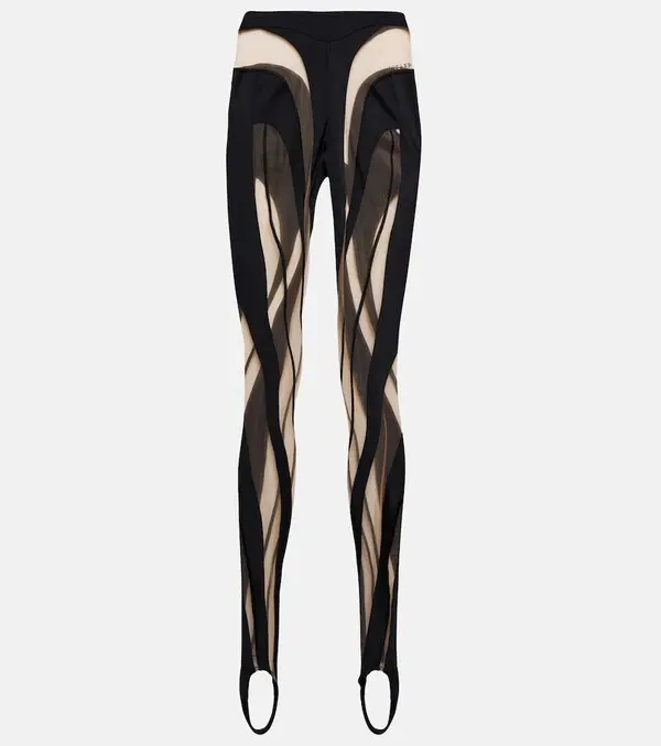 MUGLER Paneled Mesh And Jersey Leggings