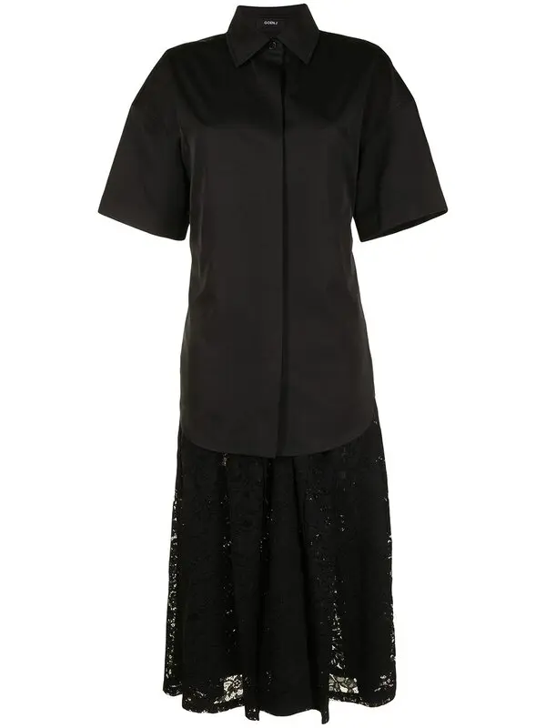 Goen.j Shirt-layered Pleated Lace Dress