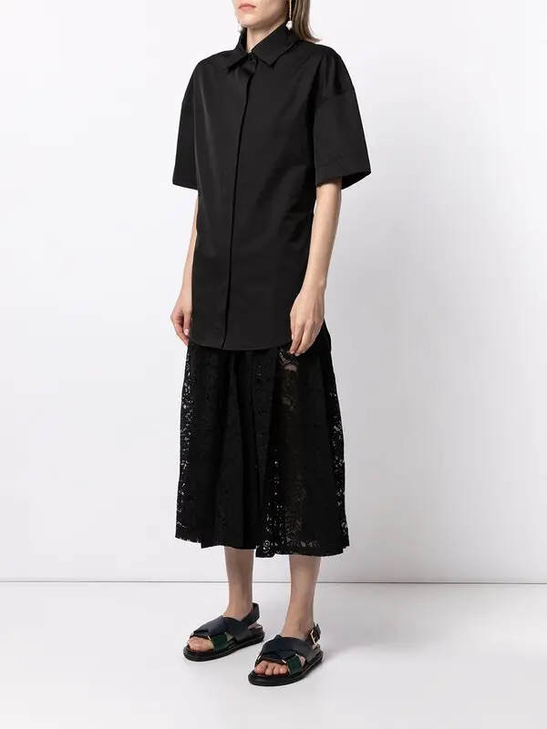 Goen.j Shirt-layered Pleated Lace Dress