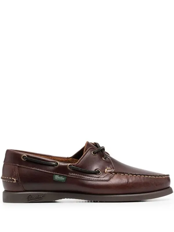 Paraboot Contrast Stitching Boat Shoes - Brown