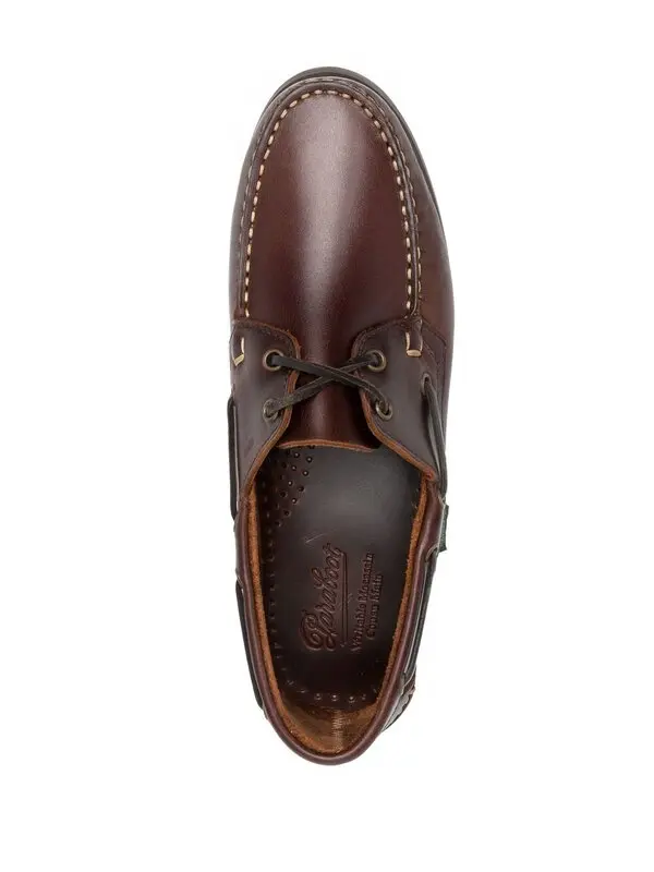 Paraboot Contrast Stitching Boat Shoes - Brown