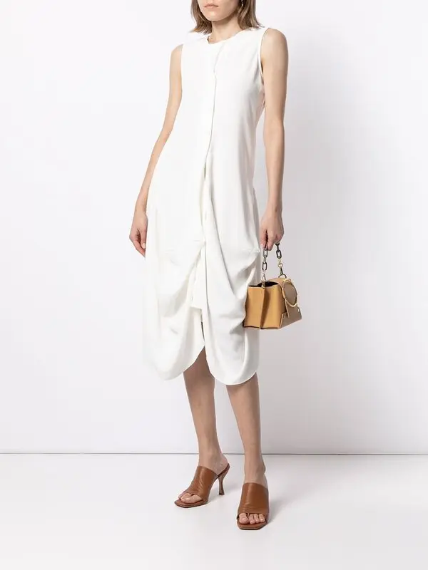 Goen.j Draped Sleeveless Dress - White