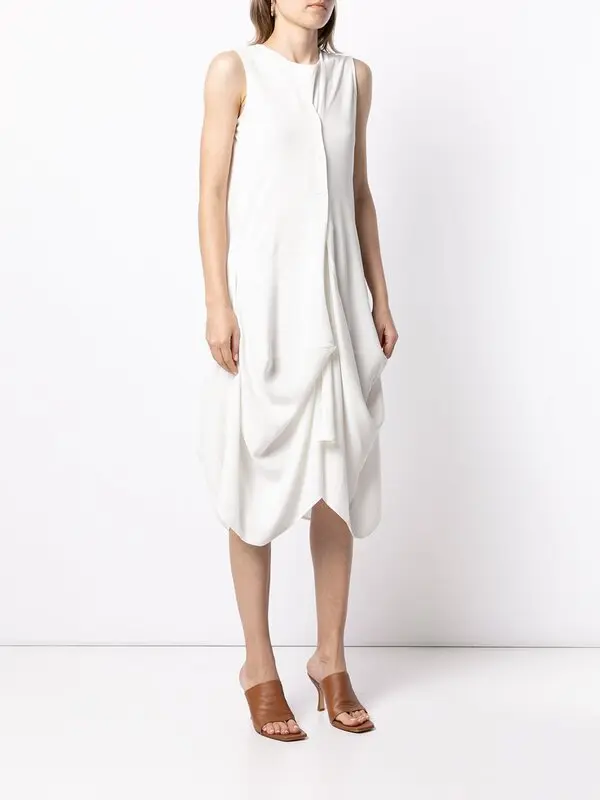 Goen.j Draped Sleeveless Dress - White