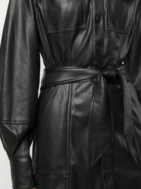 jonathan simkhai vegan leather dress SIMKHAI Cindy Vegan-Leather Pleated Mini Dress