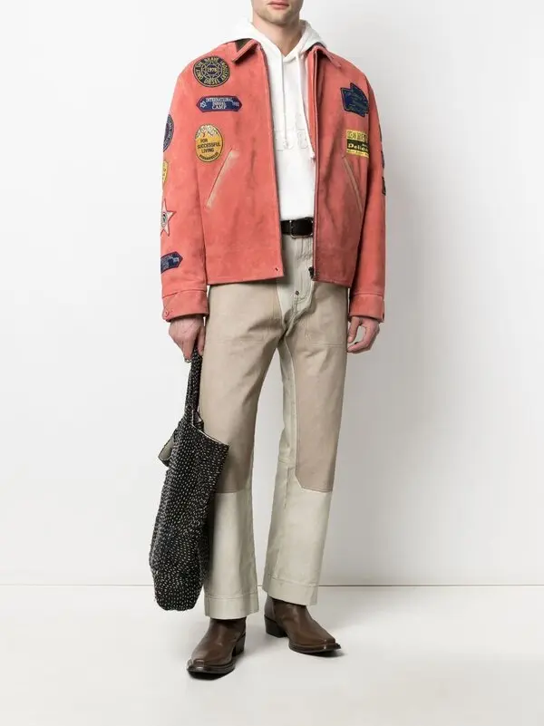 Diesel® Dxd Logo Patch Suede Jacket - Pink | Editorialist