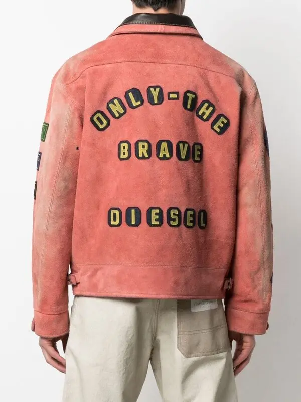 Diesel® Dxd Logo Patch Suede Jacket - Pink | Editorialist