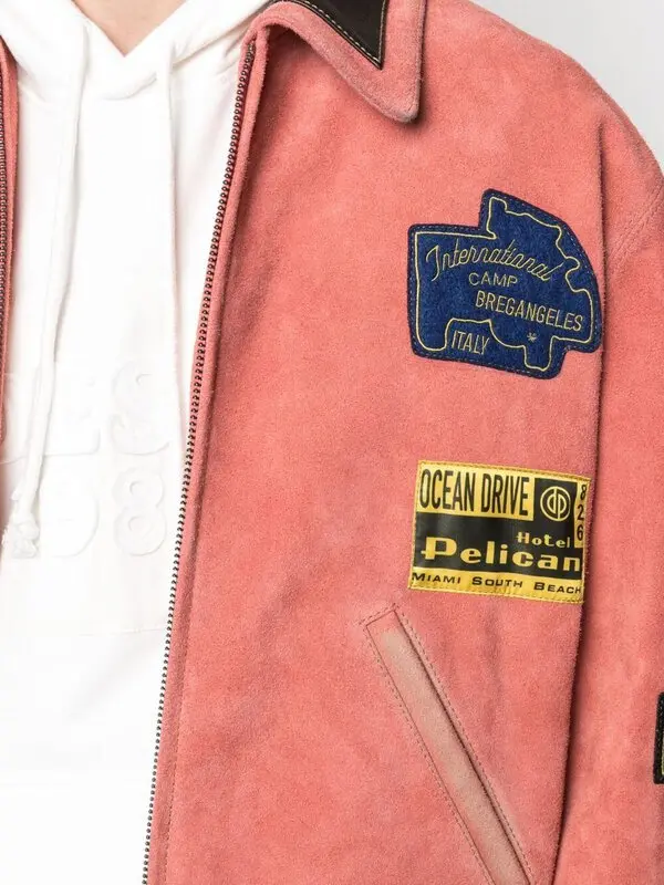 Diesel® Dxd Logo Patch Suede Jacket - Pink | Editorialist