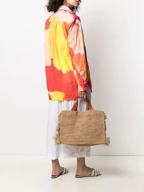 IBELIV Raffia Fringe Tote Bag - Neutrals
