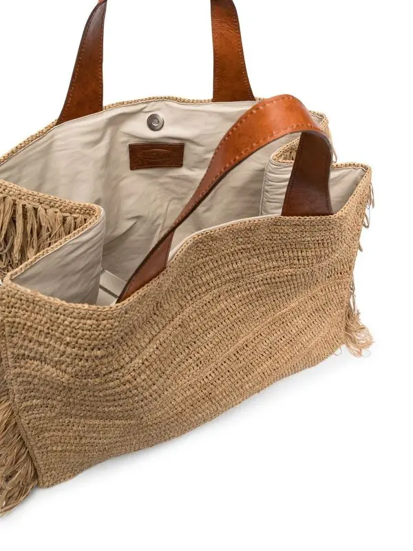 IBELIV Raffia Fringe Tote Bag - Neutrals