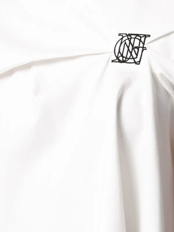 Goen.j Logo-embroidered Tuck-pleated Top