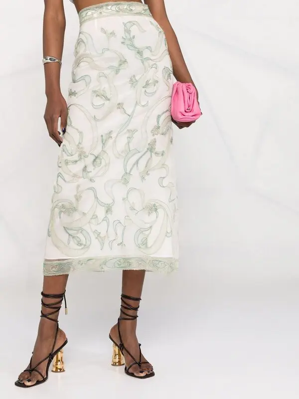 Emilio Pucci Evoluzioni Embroidered Organza Skirt