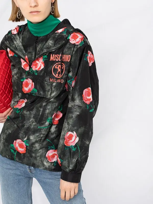 Moschino Printed Hooded Windbreaker