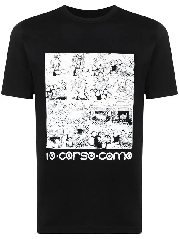 10 CORSO COMO Graphic Print T-shirt - Black