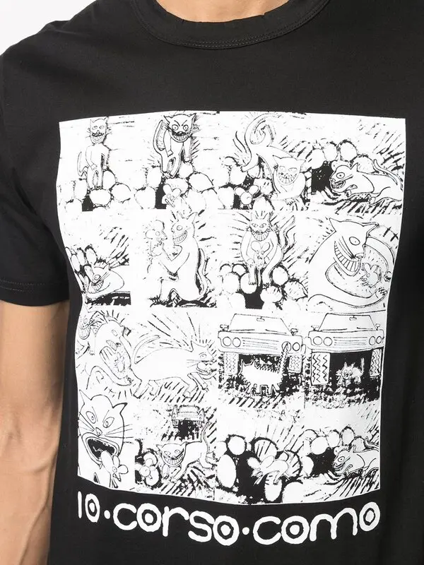 10 CORSO COMO Graphic Print T-shirt - Black