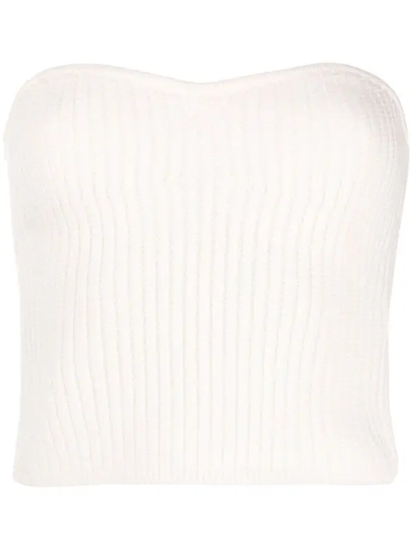 Saint Laurent Ribbed Strapless Top