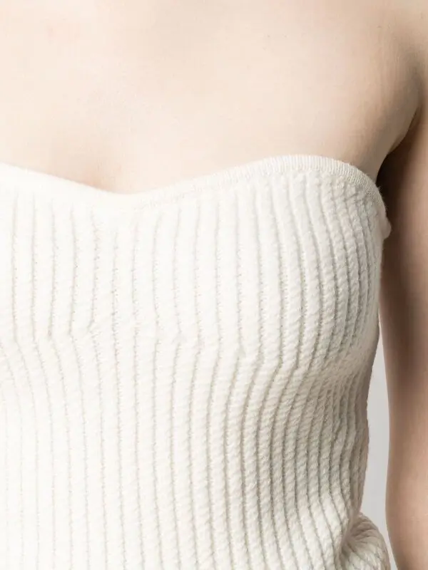 Saint Laurent Ribbed Strapless Top