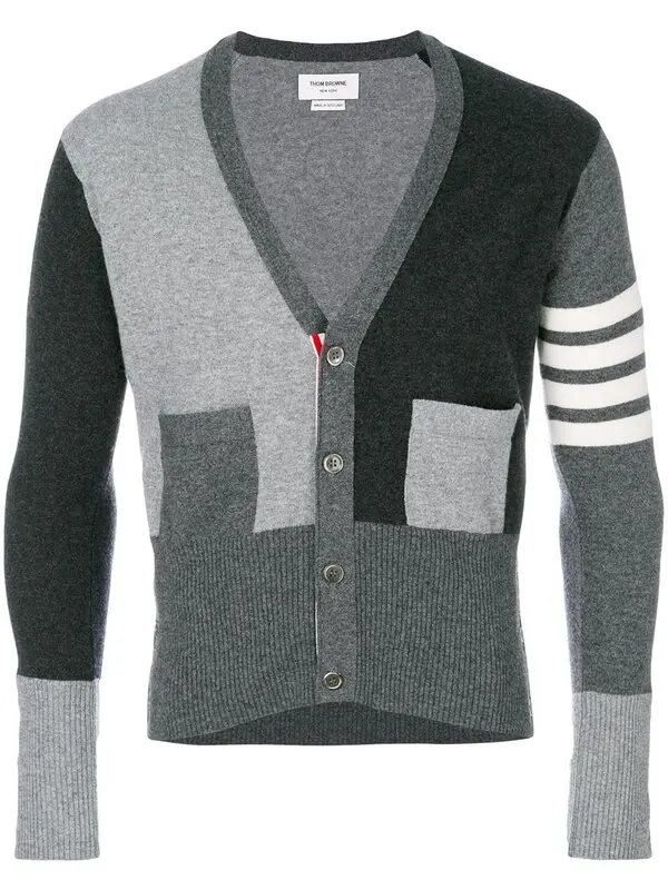 Thom Browne Fitted Waist V-neck Cardigan - Grey