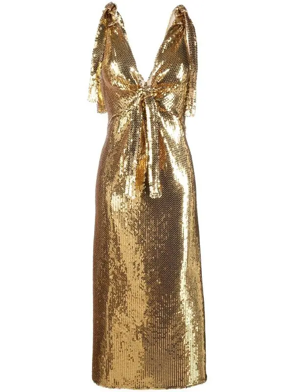 Rabanne Sequined Midi Dress In Gold - 67% Off | Editorialist