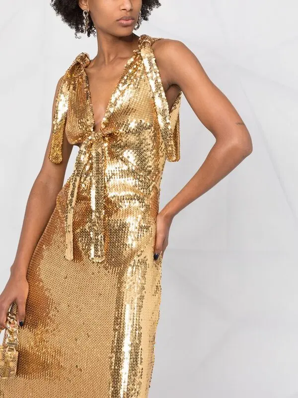 Rabanne Sequined Midi Dress In Gold - 67% Off | Editorialist