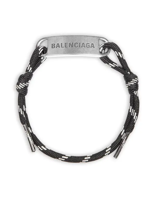 Balenciaga Plate Shoelace Bracelet - Black | Editorialist