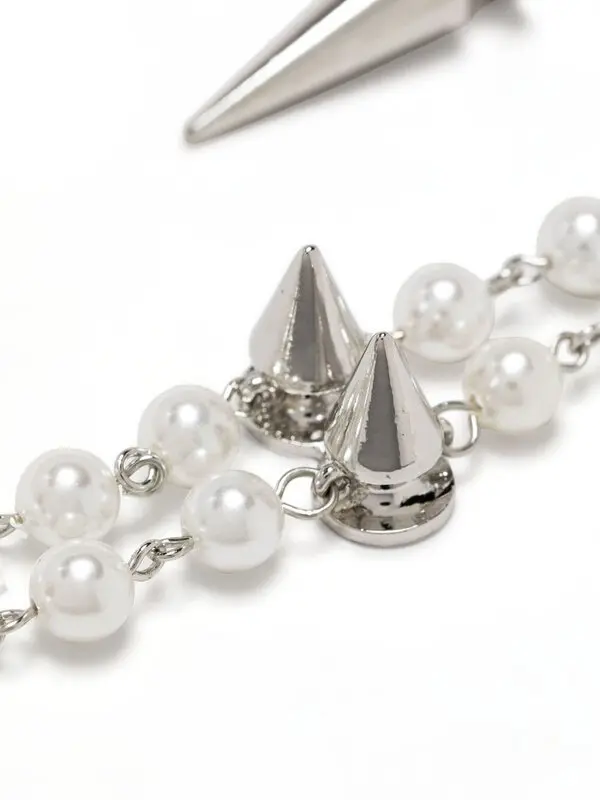【ジュンヤワタナベ】SPIKE STUD FAUX PEARL NECKLACE Junya Watanabe Spike Stud Pearl Choker In White - 50% Off