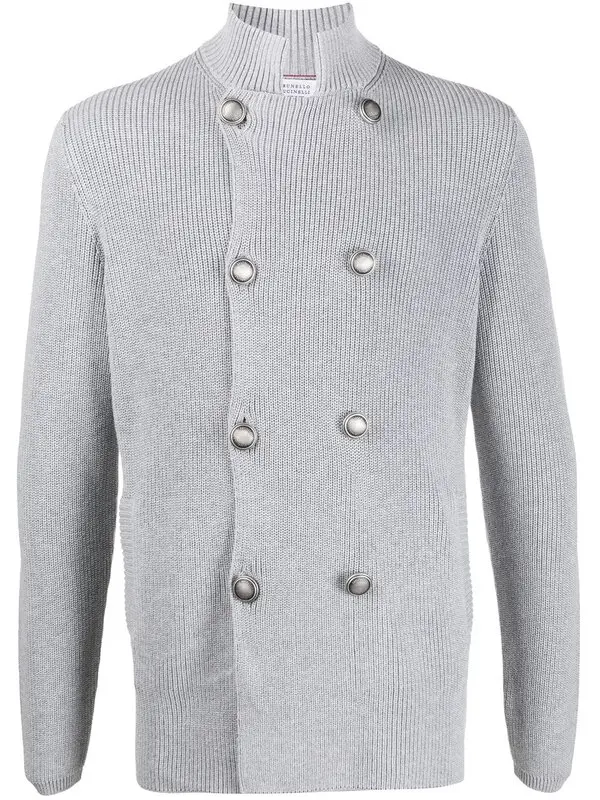 Brunello Cucinelli Double Breasted Cardigan - Grey