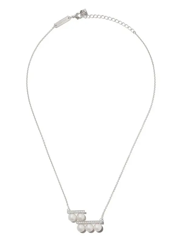 TASAKI 18kt White Gold Balance Step Pearl And Diamond Pendant - Silver