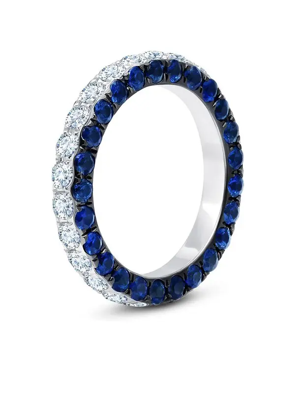 GRAZIELA 18kt White Gold Sapphire And Diamond Band Ring - Silver