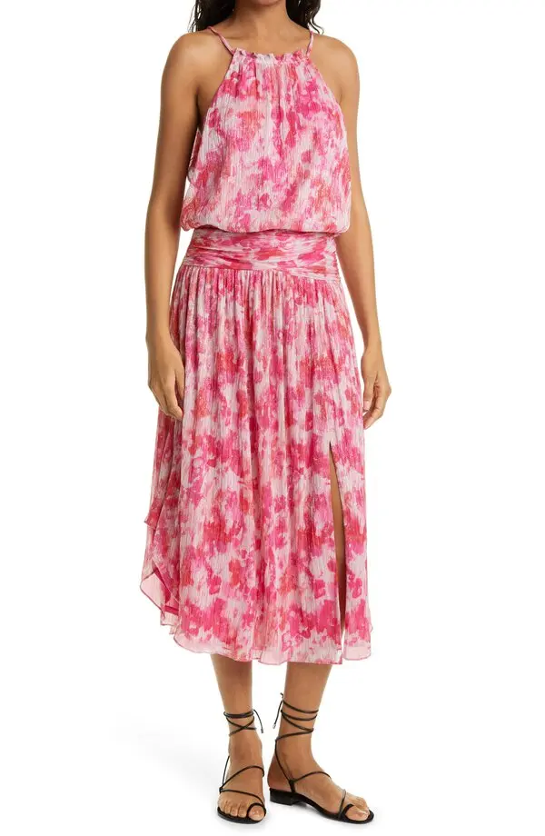 Ramy Brook Alexa Print Sleeveless Drop Waist Dress - Rose Pink Combo |  Editorialist
