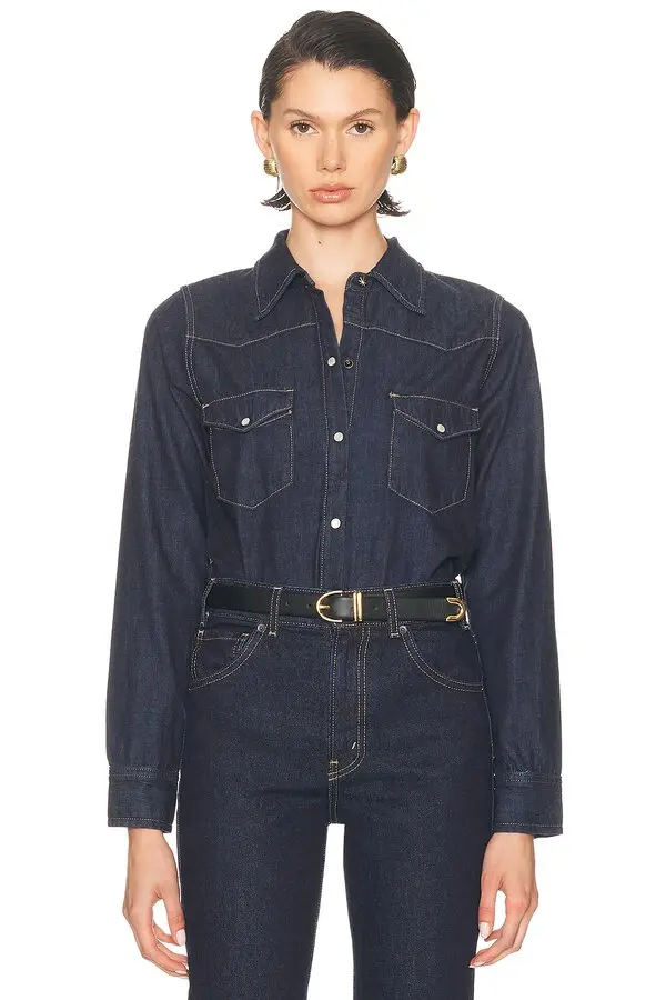 NILI LOTAN Travis Top - Indigo Rinse