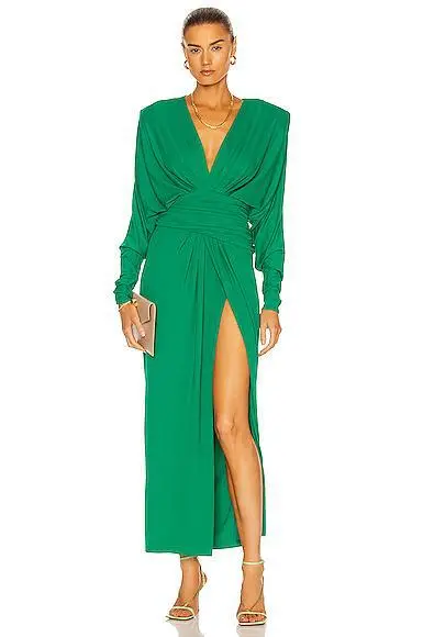green cinched dress FAWN DRESS