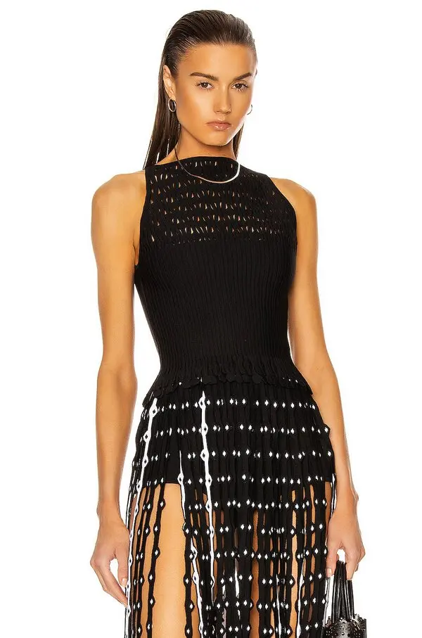 Alaïa Knit Lace Sleeveless Top