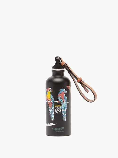 Loewe X Sigg Parrots-Print Metal Water Bottle In Black - 20% Off