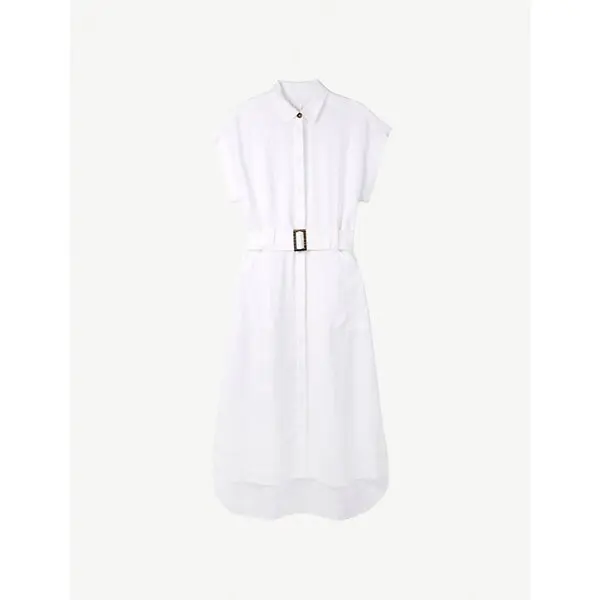 The White Company Belted Linen Midi Dress In White - 40% Off | Editorialist
