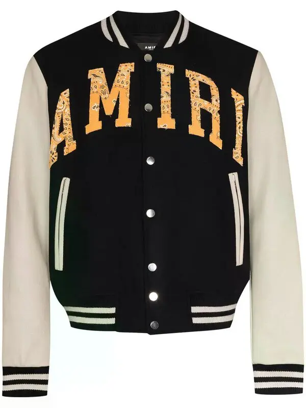 Amiri Logo Appliqué Varsity Bomber Jacket - Black