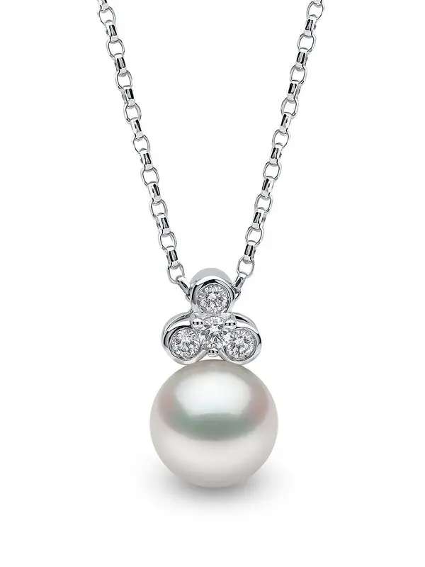 Yoko London 18kt White Gold Freshwater Pearl And Diamond Pendant Necklace - Silver