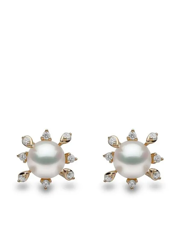 Yoko London 18kt Yellow Diamond And Pearl Stud Earrings - Gold