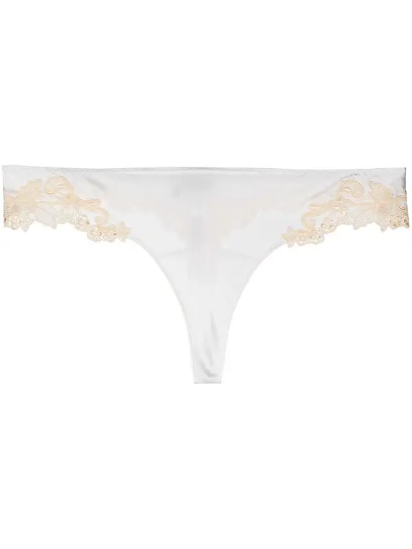 La Perla Frastaglio Embroidery Silk Thongs