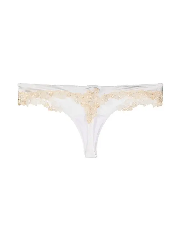La Perla Frastaglio Embroidery Silk Thongs