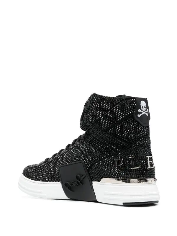 Philipp Plein Crystal-embellished Leather High-top Sneakers