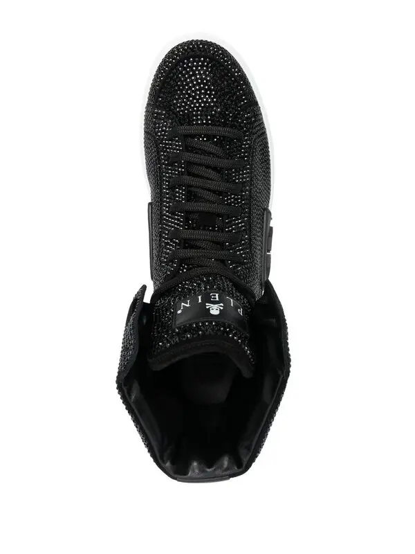 Philipp Plein Crystal-embellished Leather High-top Sneakers