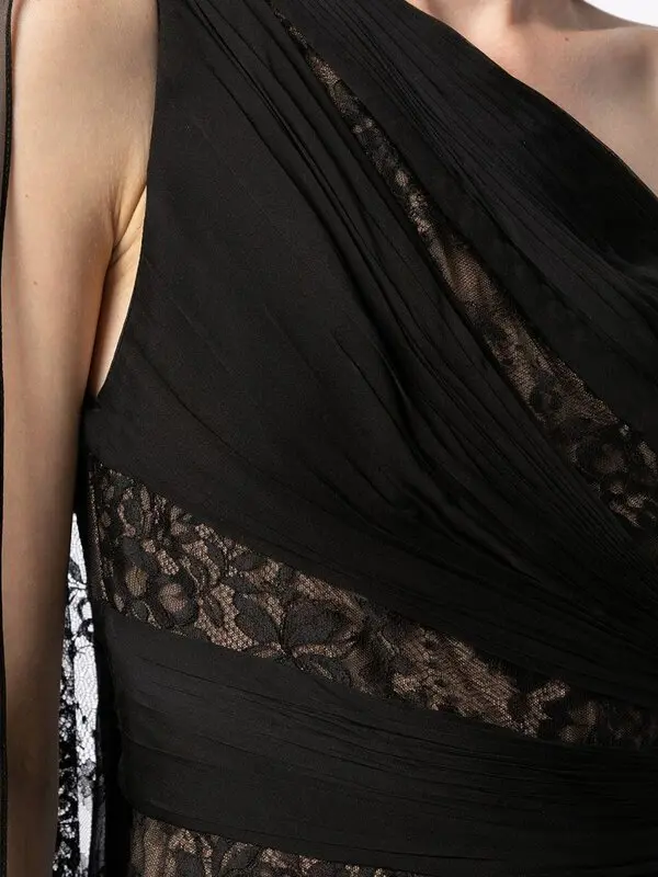 Zuhair Murad One-shoulder Draped Lace Gown