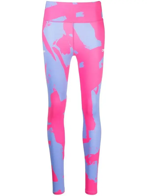 Off-White Printed High-waist Leggings - Pink