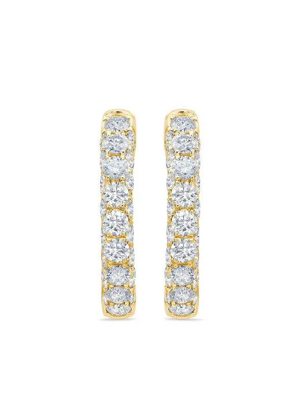 GRAZIELA 18kt Yellow Diamond Hoop Earrings - Gold