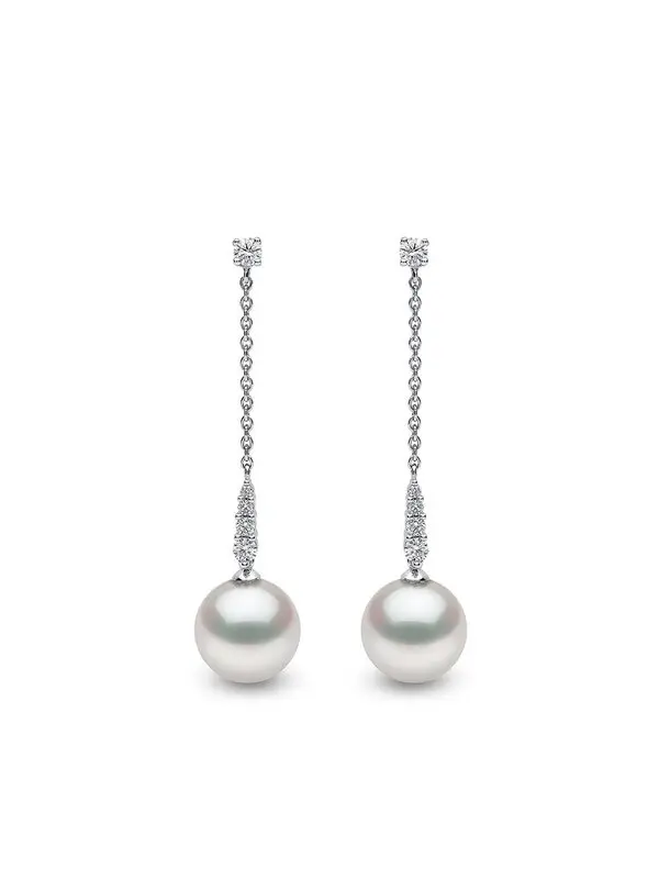 Yoko London 18kt White Gold Diamond And Pearl Drop Earrings - Silver