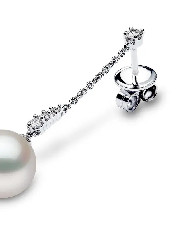 Yoko London 18kt White Gold Diamond And Pearl Drop Earrings