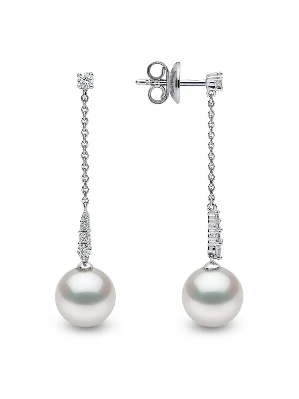 Yoko London 18kt White Gold Diamond And Pearl Drop Earrings
